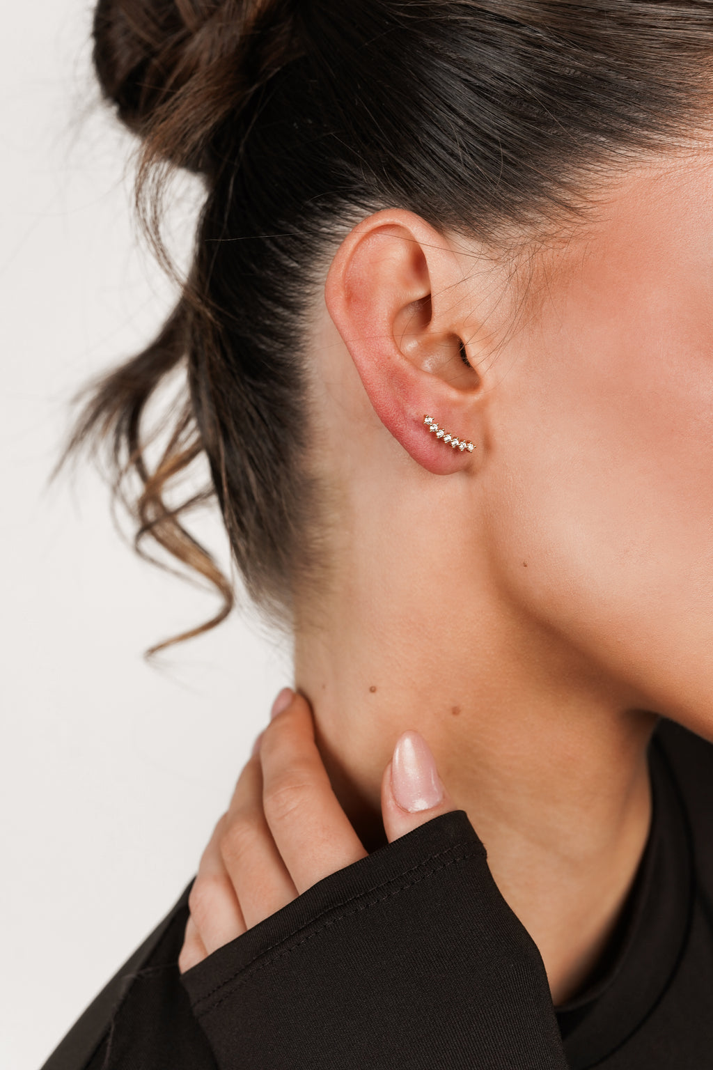 Diamanten oorpiercing lang goud | Helix piercing