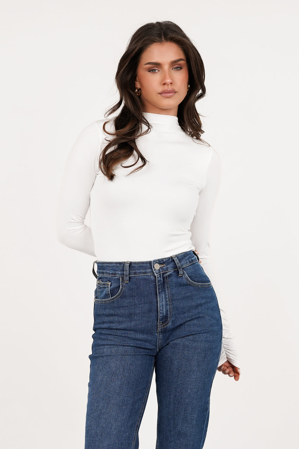 Cropped stretch top wit | Aangesloten top dames